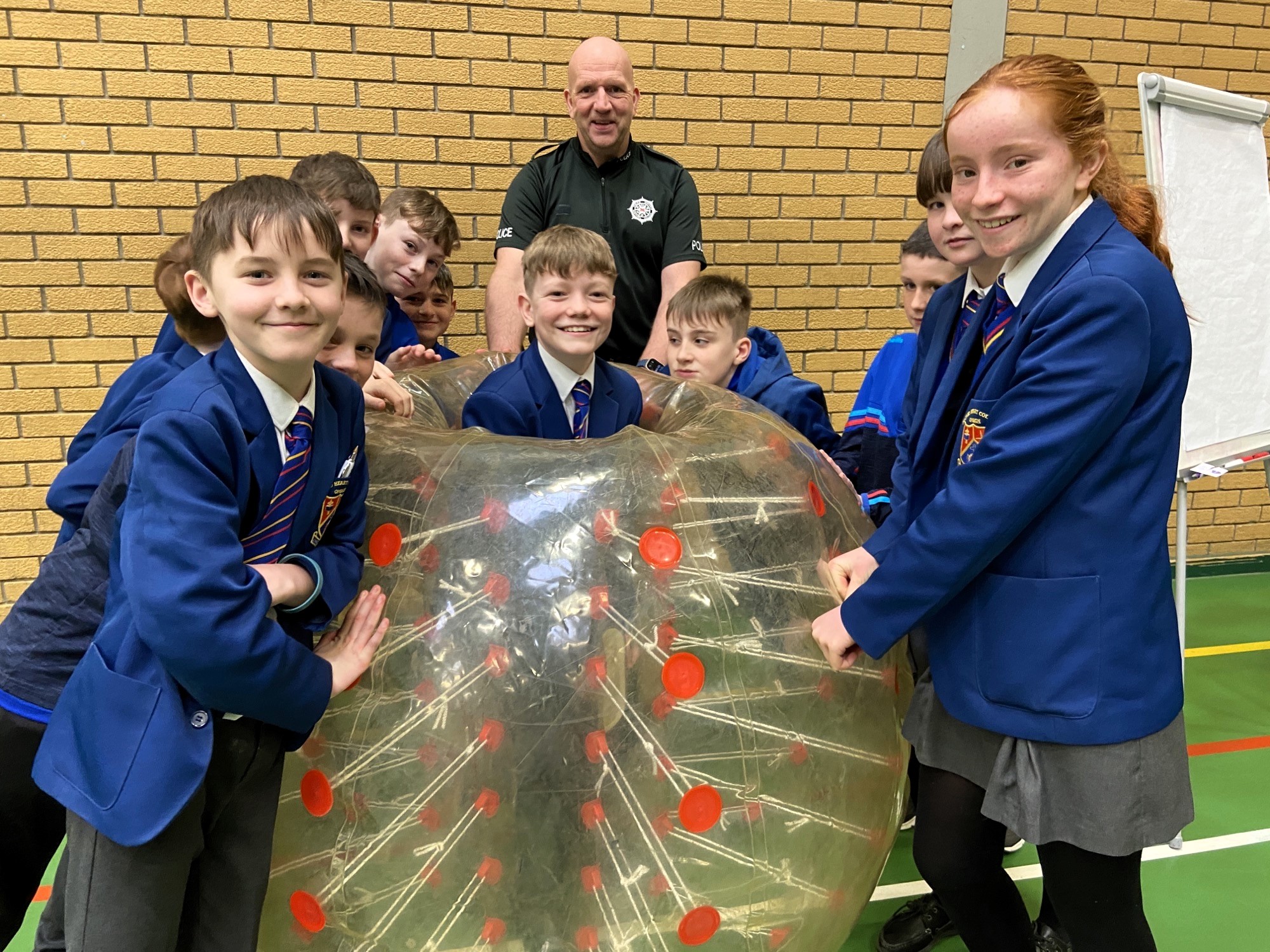 Year 8 Students From Sacred Heart College Omagh Enjoying The Body Zorb Pictured With Andy Brady ...